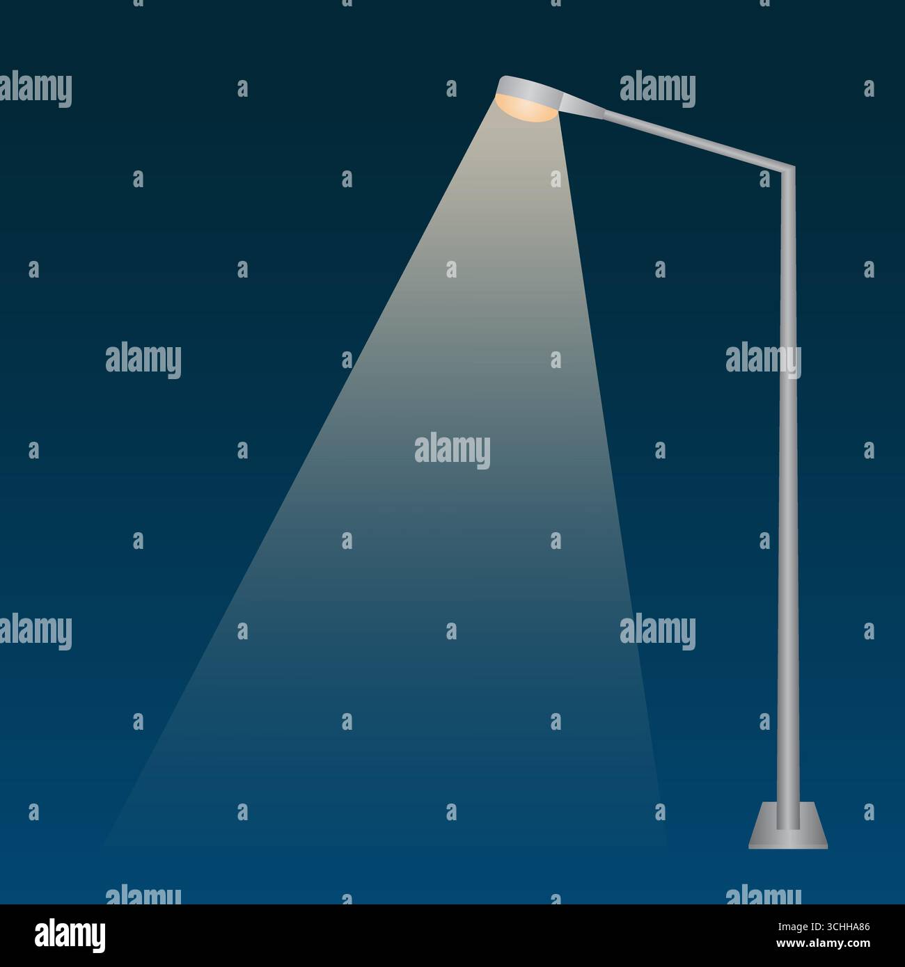 Street lamp Post with Spotlight Beam at Night. Vector Illustration ...
