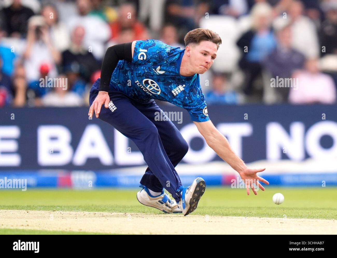 England's Sonny Baker claims the ball during the One Day International ...