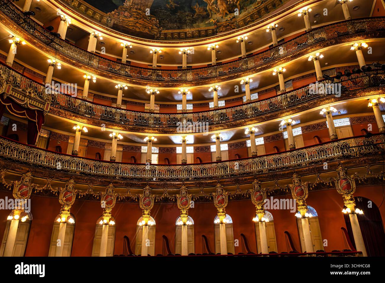 Interior of the imposing Amazonas Theater in the city of Manaus in ...