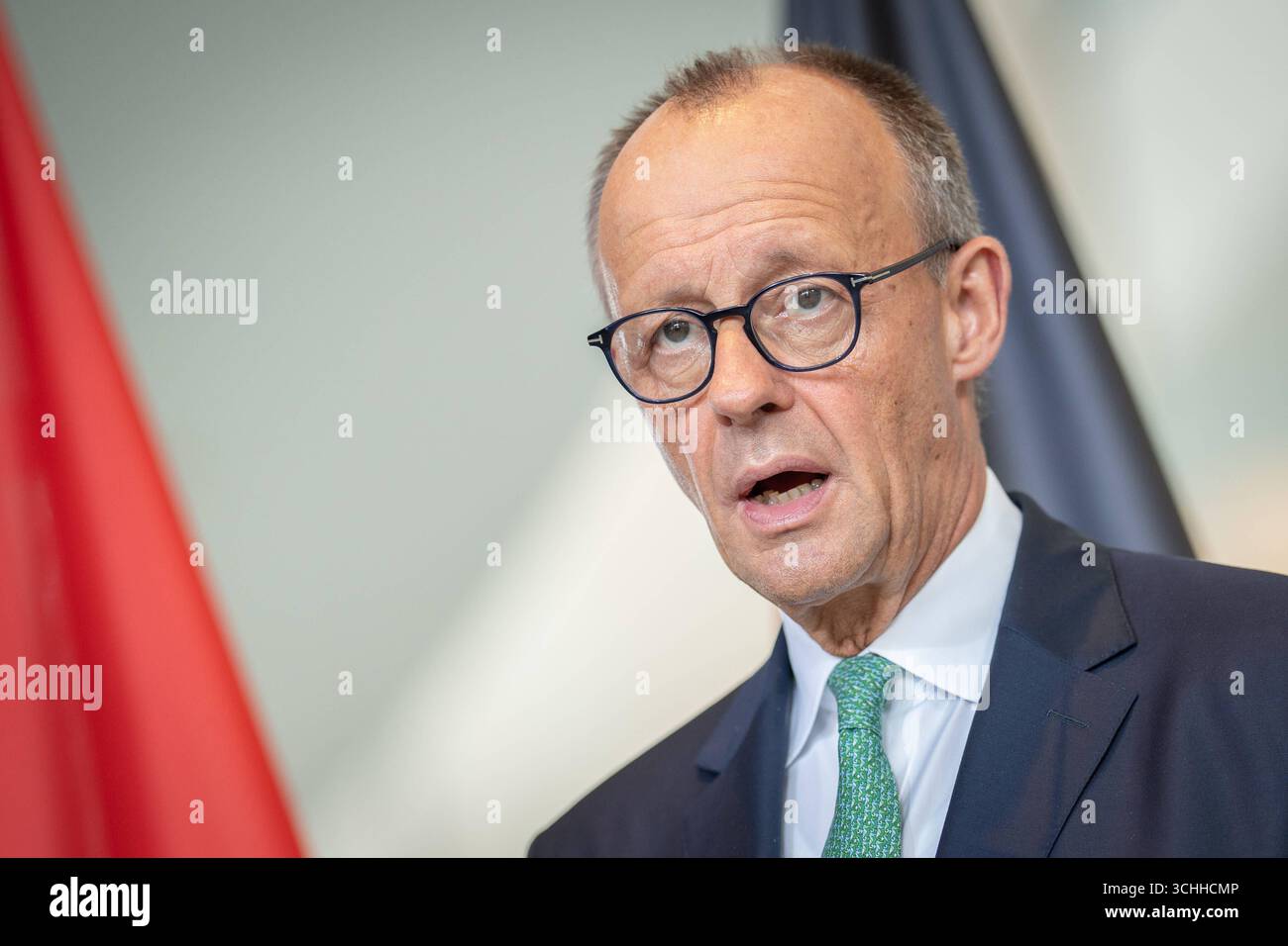 Bundeskanzler Friedrich Merz beim Pressestatement zum Abschluss ihrer ...