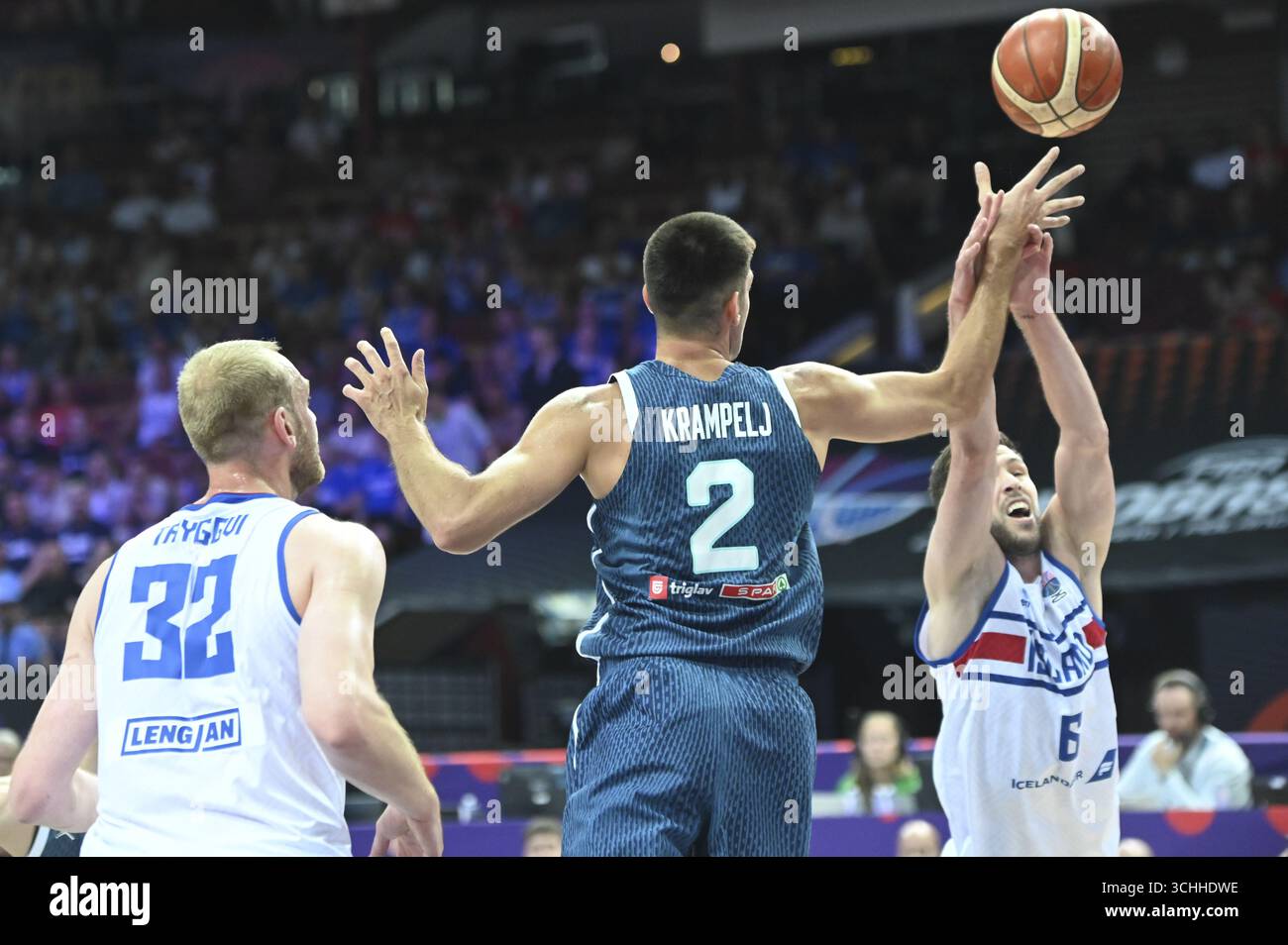 Tryggvi Hlinason (ISL), Martin Krampelj (SLO) and Jon Axel Gudmundsson ...