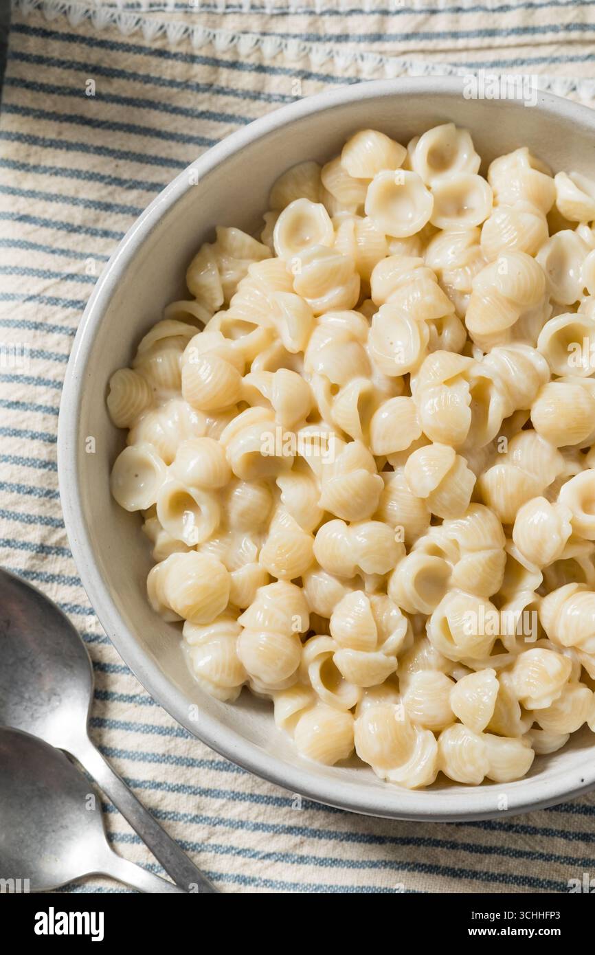 Homemade White Cheddar Macaroni and Cheese with Pasta Shells Stock ...