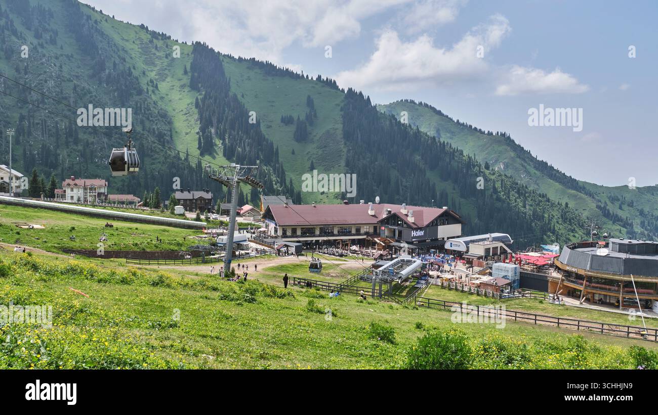 Kazakhstan, Almaty - June 27, 2025: Scenic summer view of ski resort ...
