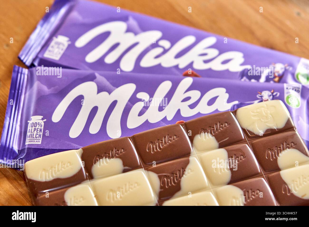 Bavaria, Germany - September 2, 2025: Milka chocolate bar with visible ...