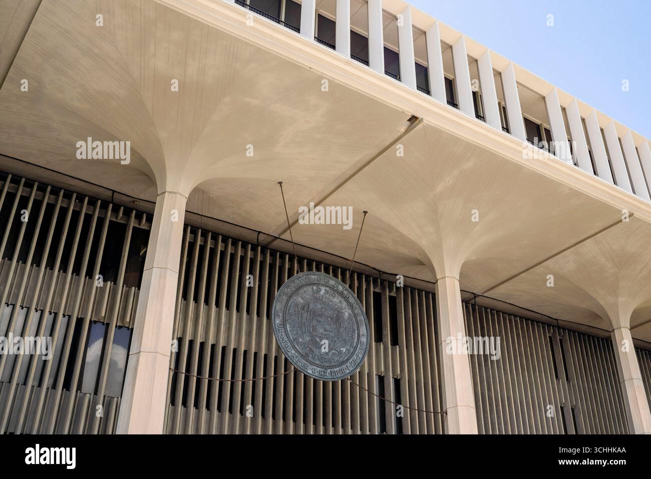 The seal of the State of Hawaii is displayed at the state Capitol ...