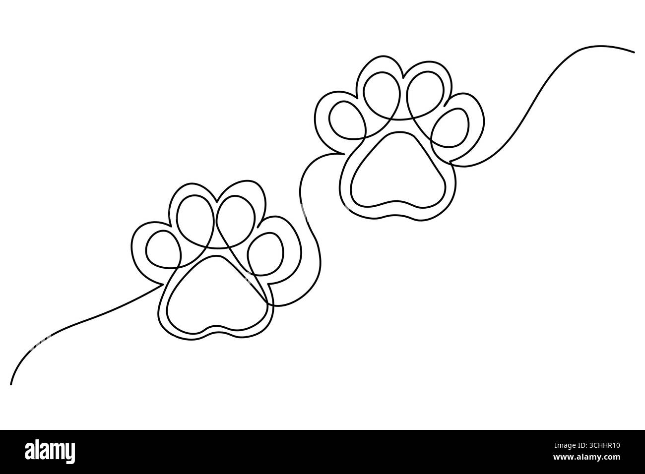 Dog paw continuous one line drawing on white background Stock Vector ...