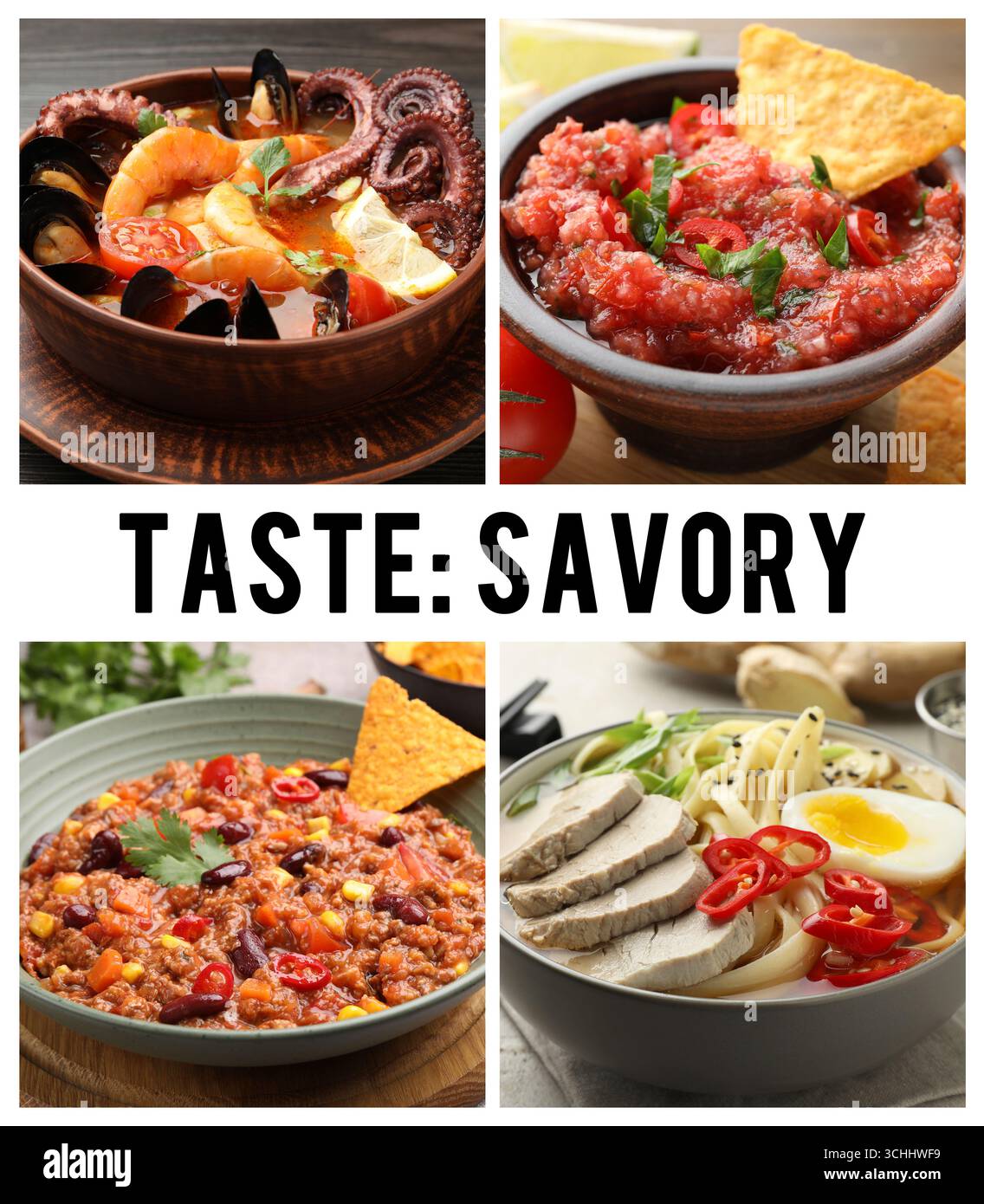 Collection of different dishes with savory taste, collage Stock Photo ...