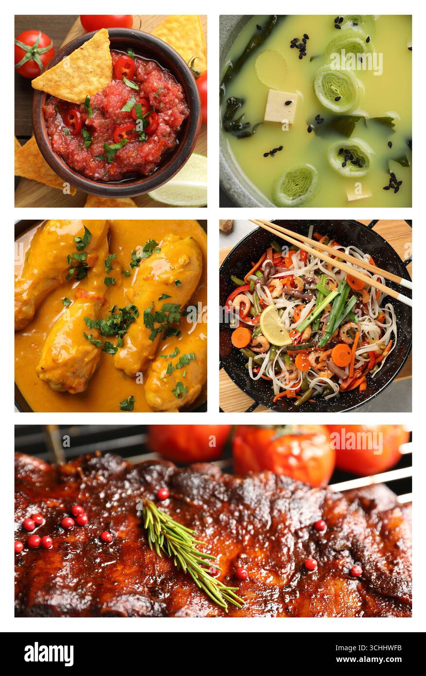 Collection of different dishes with savory taste, collage Stock Photo ...