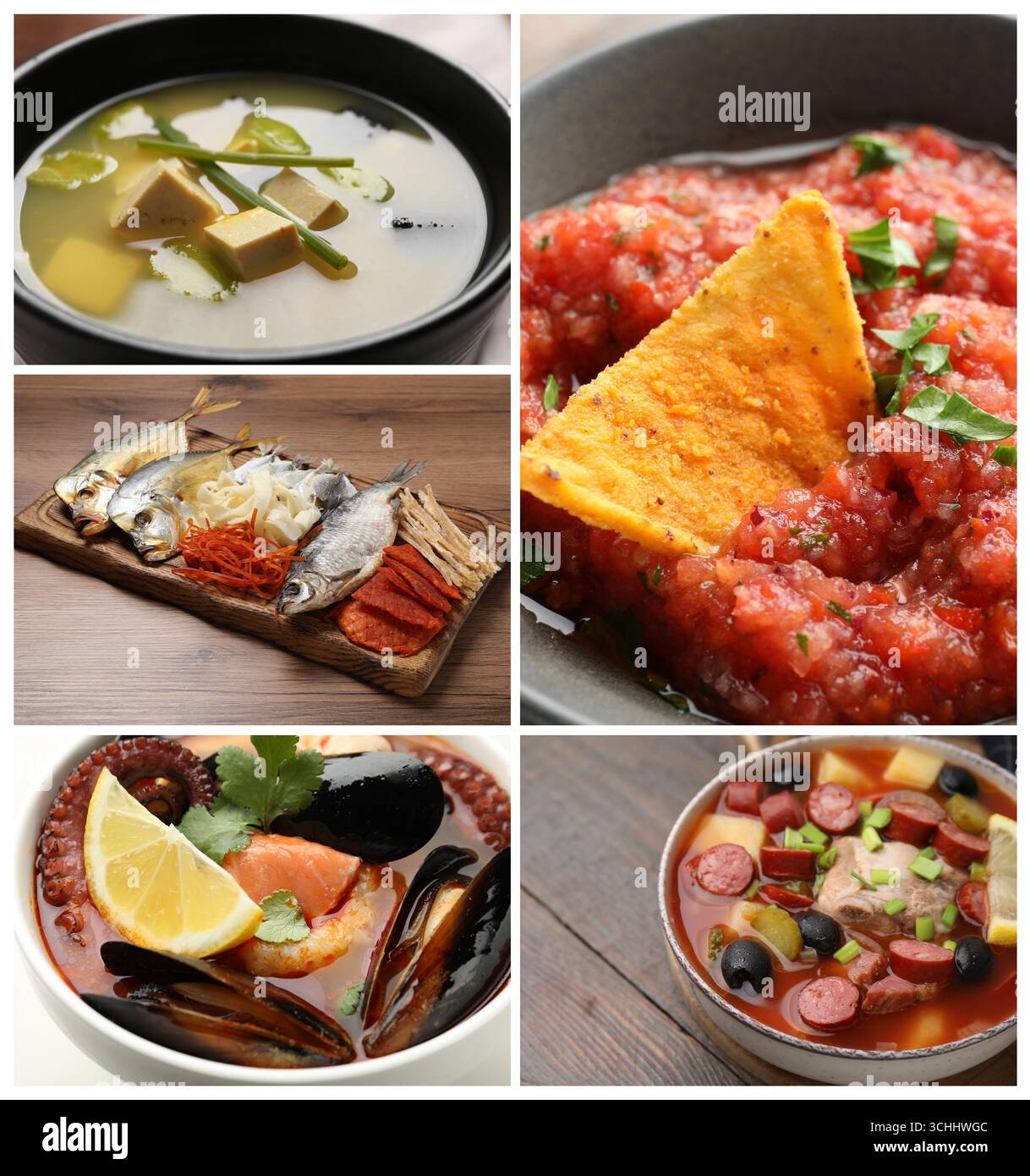 Collection of different dishes with savory taste, collage Stock Photo ...