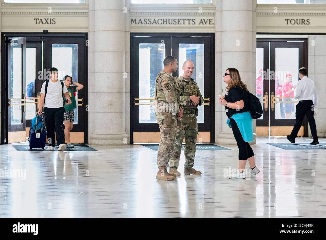 Members of the District of Columbia National Guard patrol Union Station ...