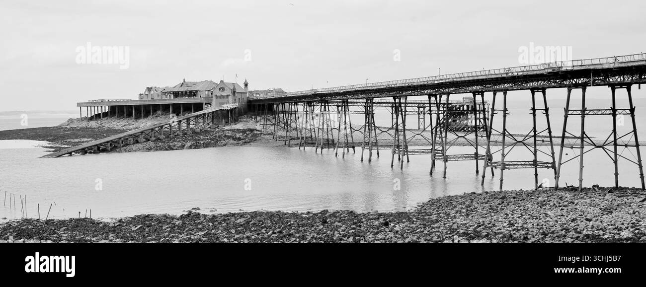 Old dilapidated wooden dock Black and White Stock Photos & Images - Alamy