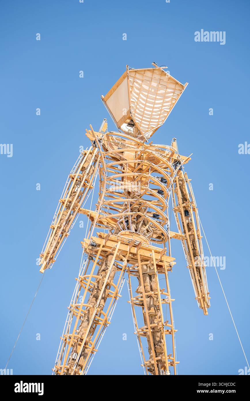 Close Up of the Wooden Man Structure at Burning Man Festival 2025 Stock ...