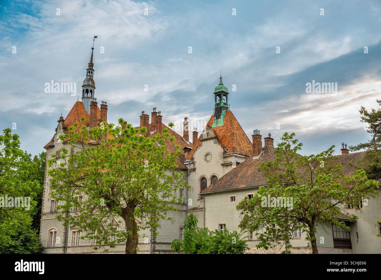 Medieval European palace of Counts Schonborn featuring distinctive ...
