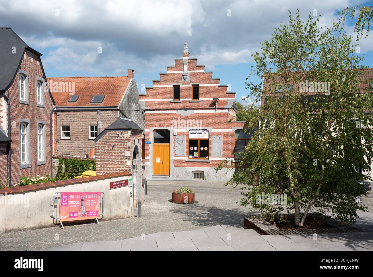 Modest houses in a row in the village center of Wauthier Braine ...