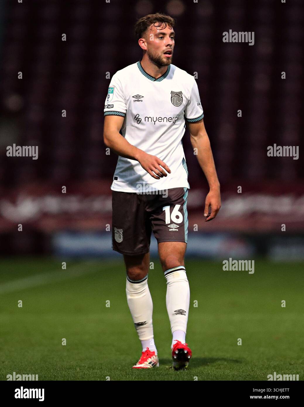 Reece Staunton of Grimsby Town during the The Vertu Trophy match ...