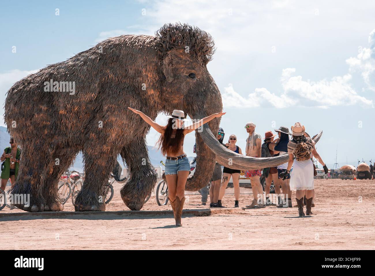 Woolly Mammoth Sculpture at Burning Man Festival in Nevada Desert Stock ...