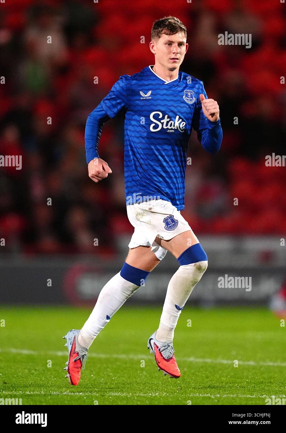 Everton's Aled Thomas in action during the Vertu Trophy match at The ...