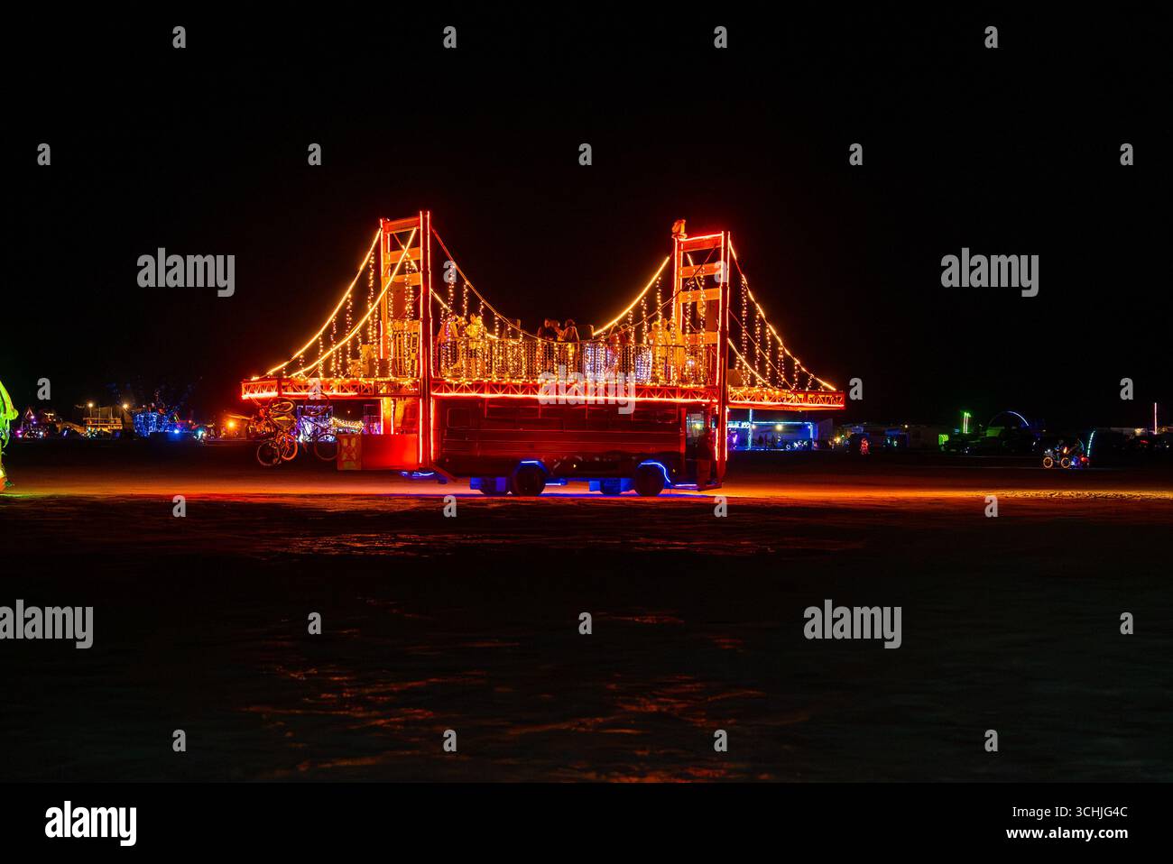 Illuminated Golden Gate Bridge Art Installation at Burning Man 2025 ...