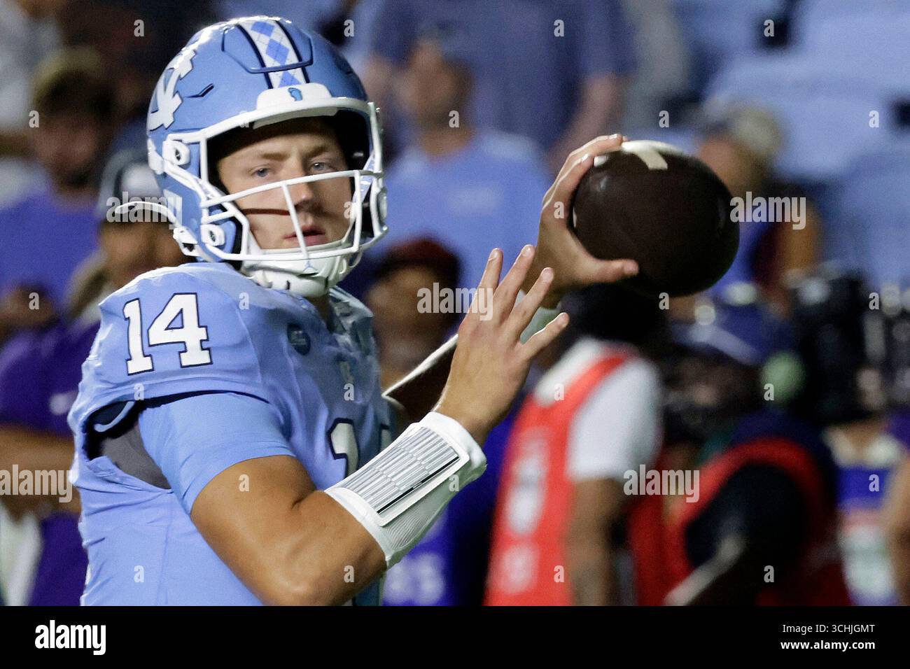 North Carolina quarterback Max Johnson (14) looks to pass during the ...