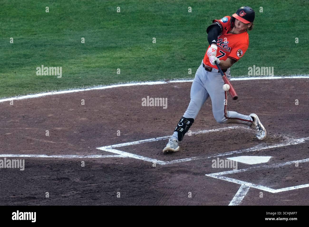 Baltimore Orioles' Jackson Holliday hits an RBI triple during the ...