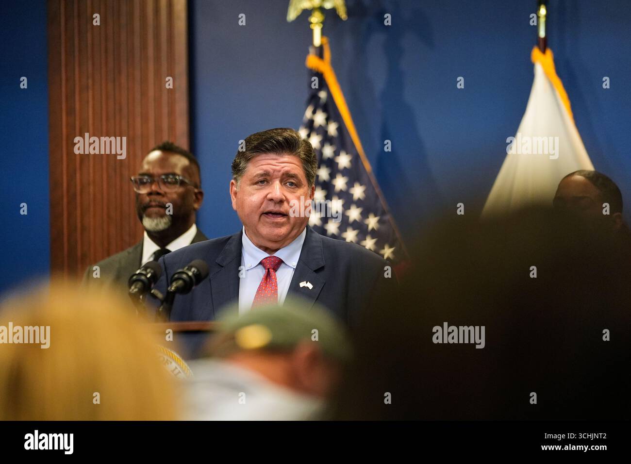 Illinois Gov. JB Pritzker speaks during a press conference Tuesday ...