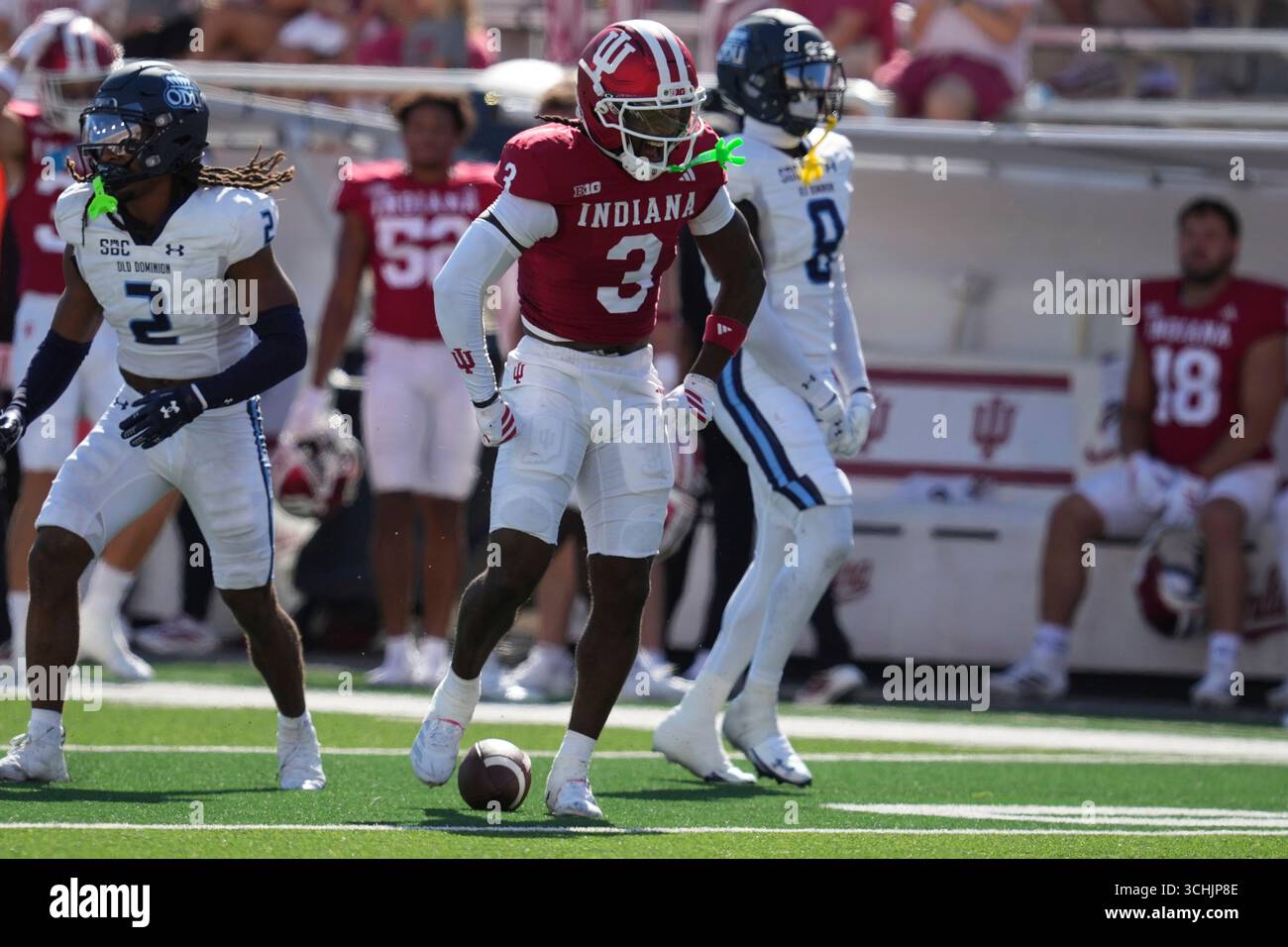 Indiana wide receiver Omar Cooper Jr. (3) celebrates after a catch ...