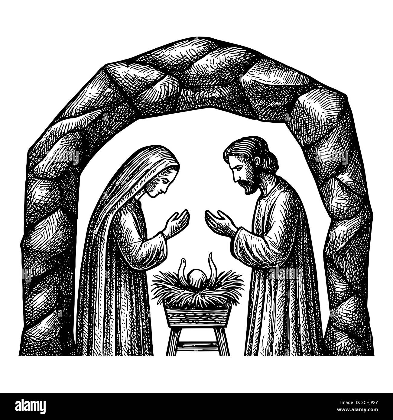 Jesus in cave Stock Vector Images - Alamy