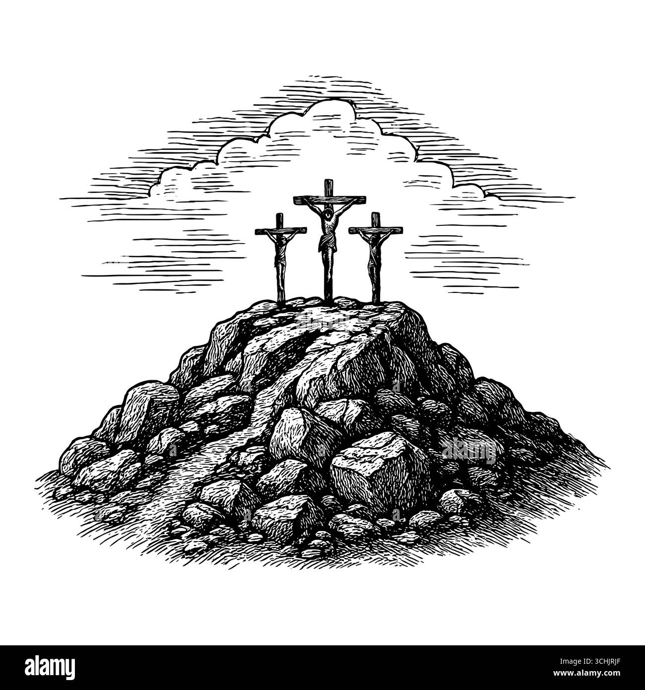 Crown thorns three nails Black and White Stock Photos & Images - Alamy