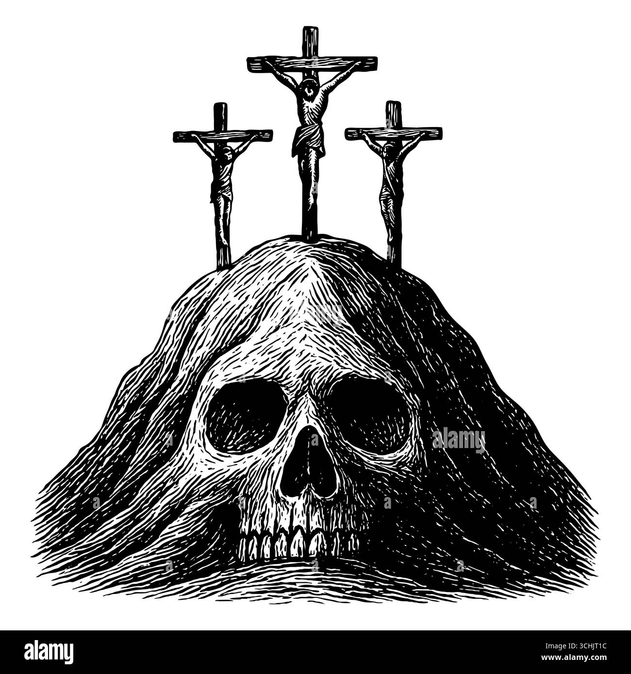 Skull on a cross Black and White Stock Photos & Images - Alamy