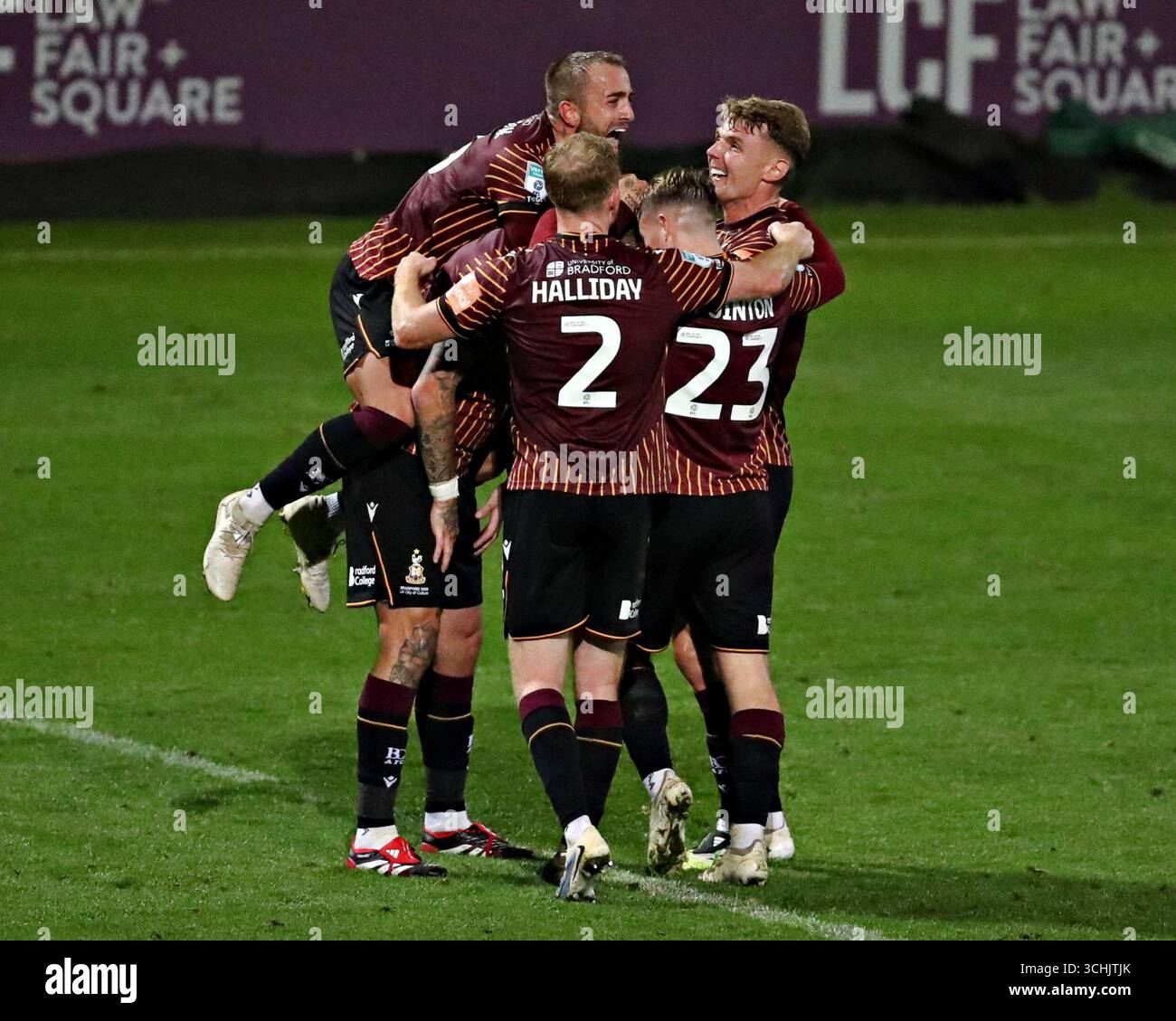 Andy Cook of Bradford City celebrates his second goal during The Vertu ...