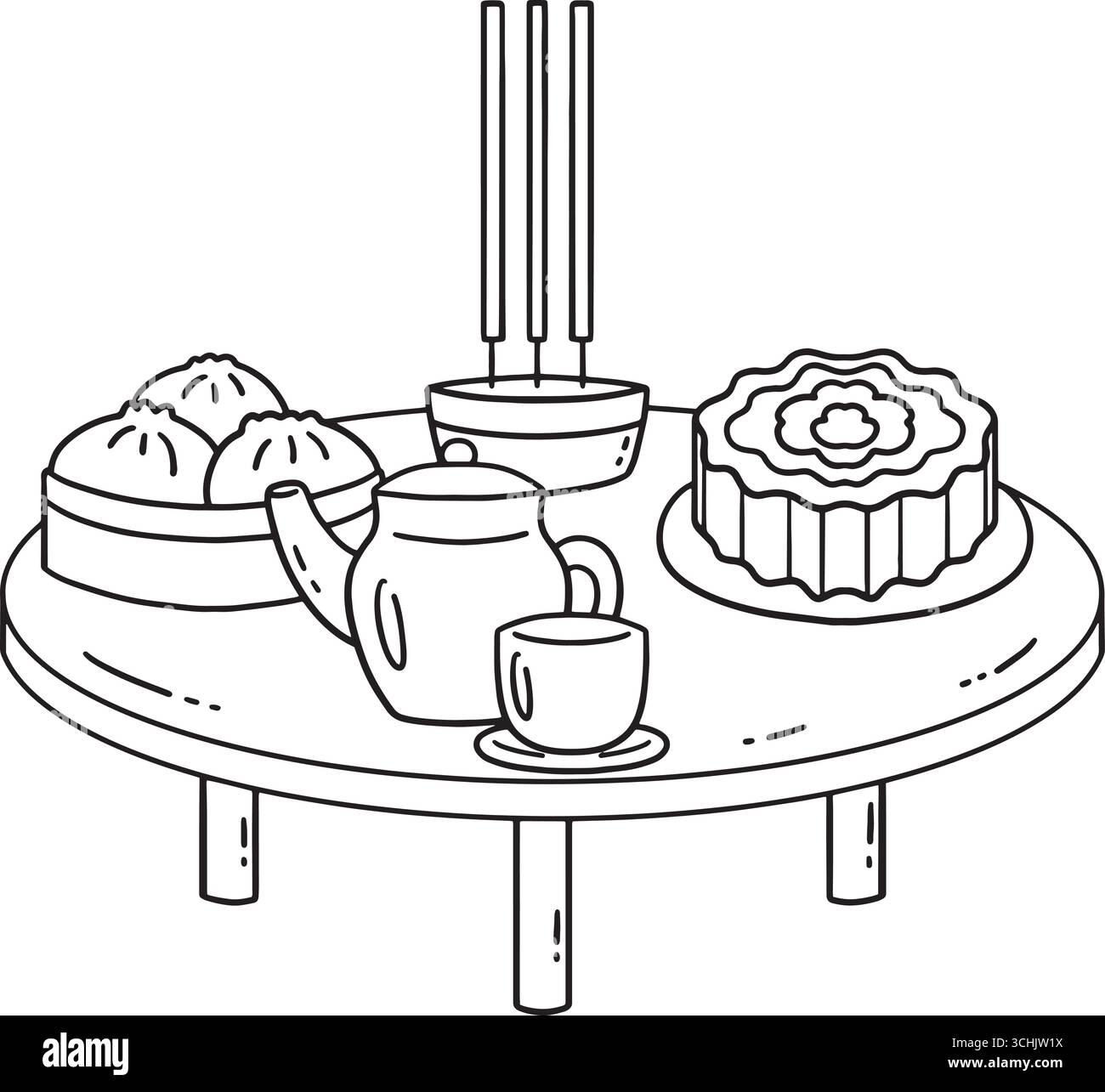 Mid Autumn Festival Food Offering Isolated Stock Vector Image & Art - Alamy