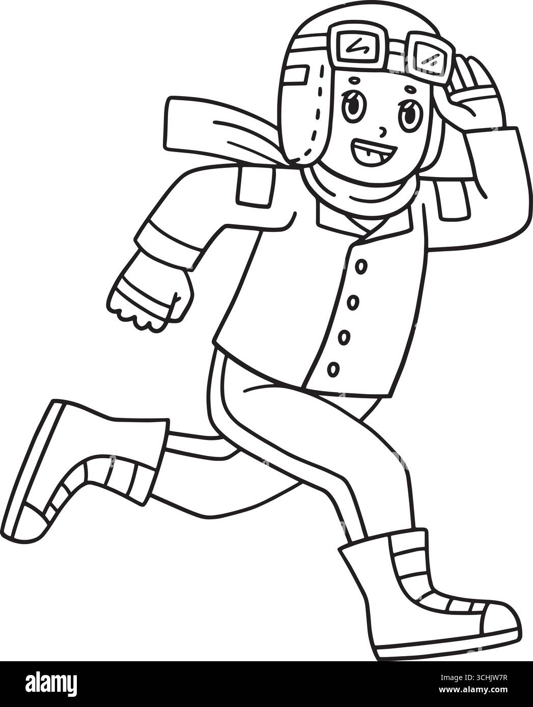 Male Pilot Wearing Goggles Isolated Coloring Page Stock Vector Image ...