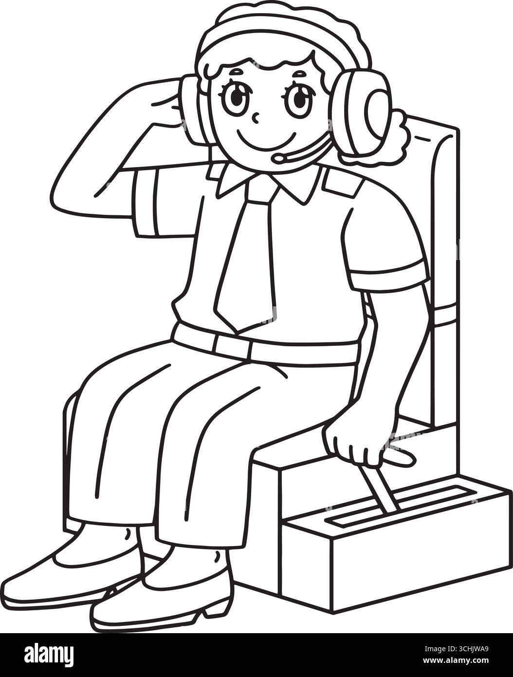 Female Pilot in the Cockpit Isolated Coloring Page Stock Vector Image ...