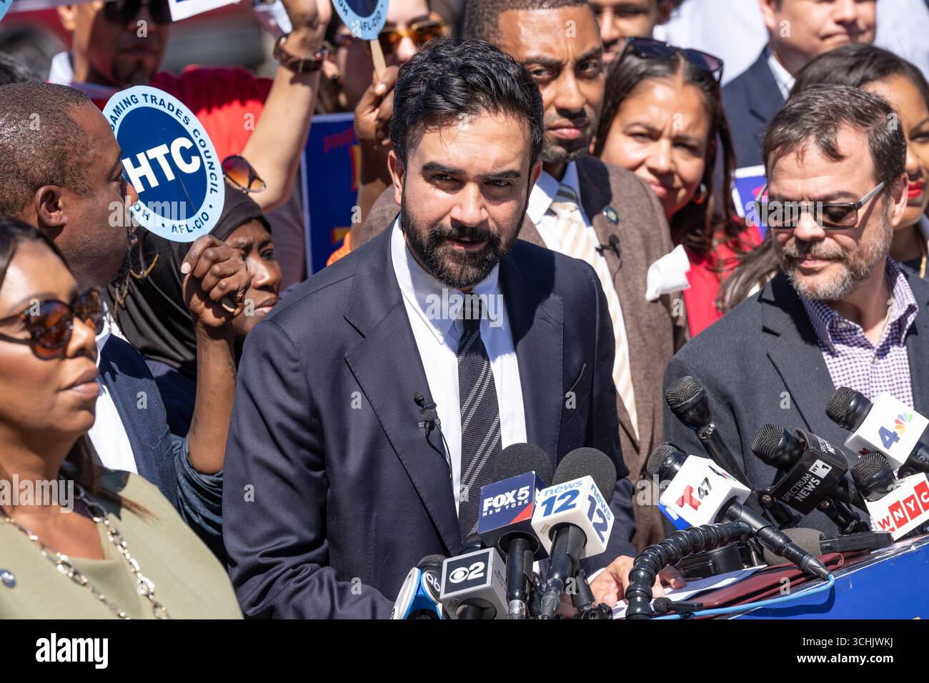 Mayoral candidate Zohran Mamdani speaks at campaign rally as he ...