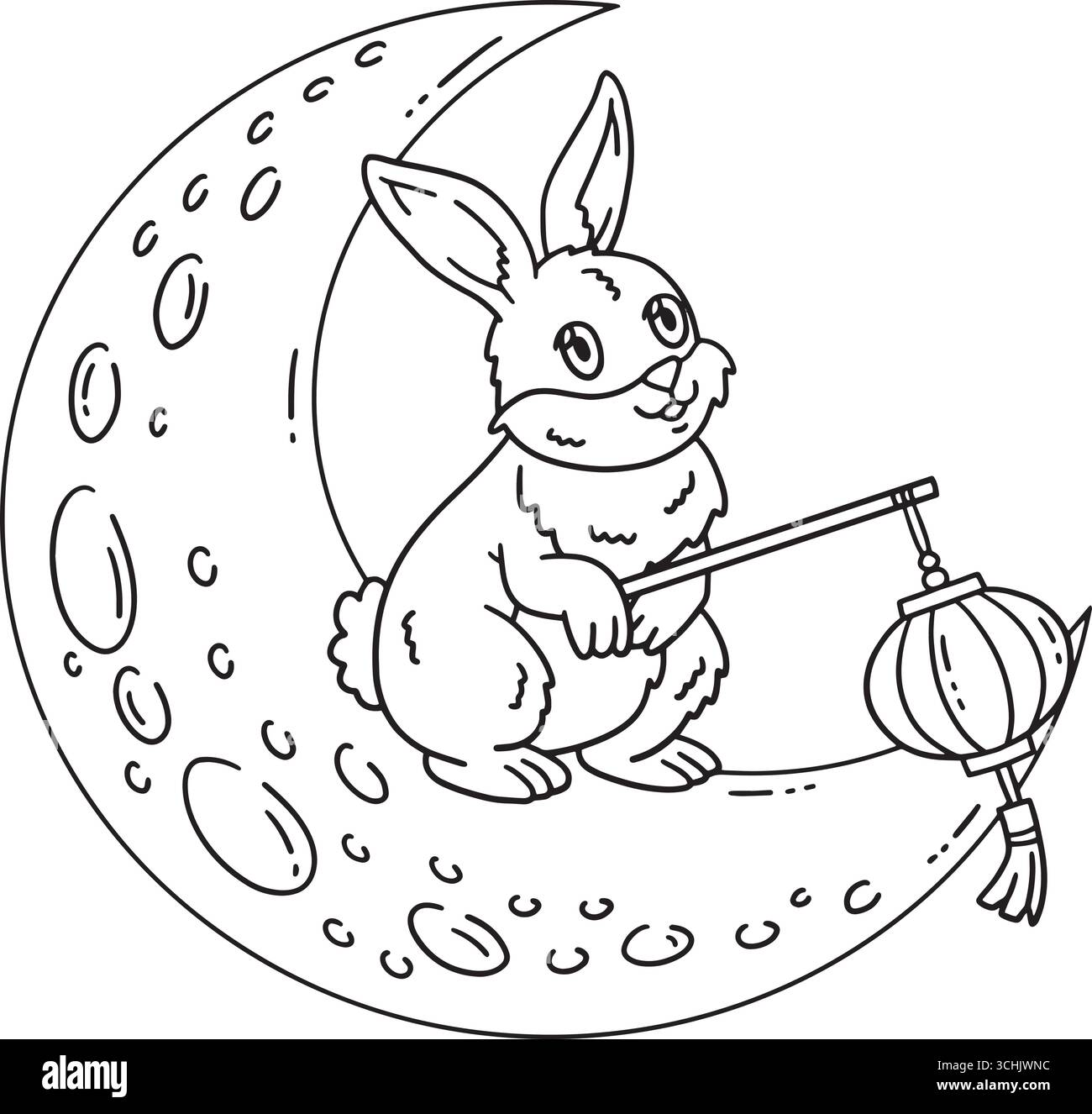 Mid Autumn Festival Jade Rabbit on Moon Isolated Stock Vector Image ...