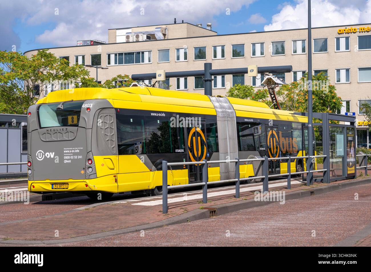 U-OV bus station at Utrecht-Lunetten station, electric bus, fast ...