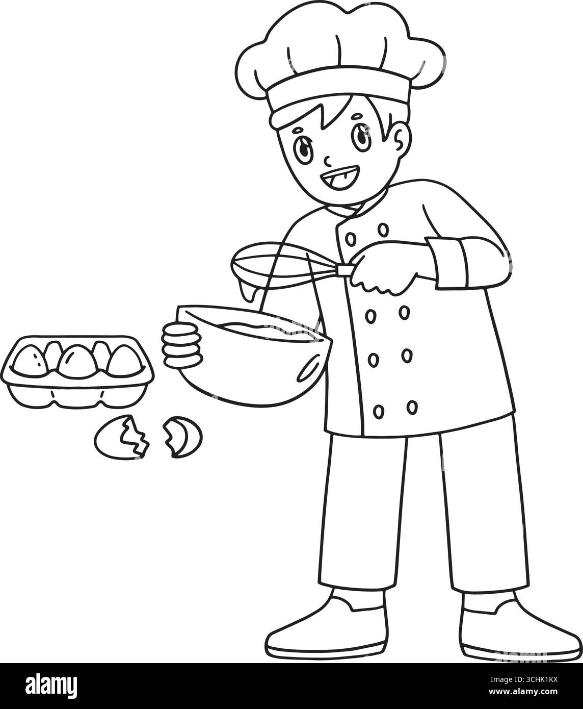 Male Chef Whisking Eggs Isolated Coloring Page Stock Vector Image & Art ...