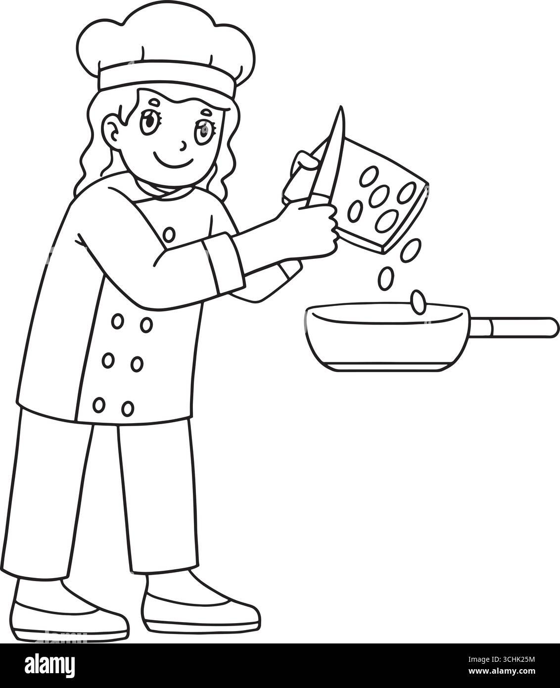 Female Chef Adding Ingredients Isolated Coloring Stock Vector Image & Art - Alamy