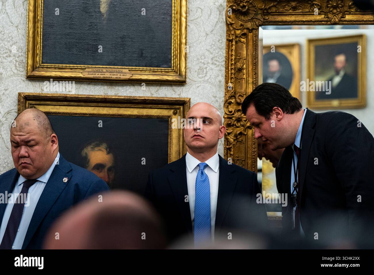 Steven Cheung, White House communications director, from left, James ...