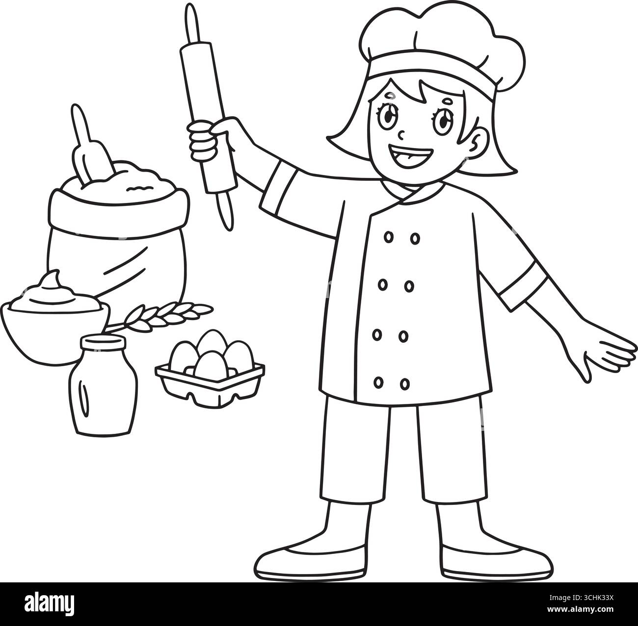 Female Baker with Baking Ingredients Isolated Stock Vector Image & Art ...