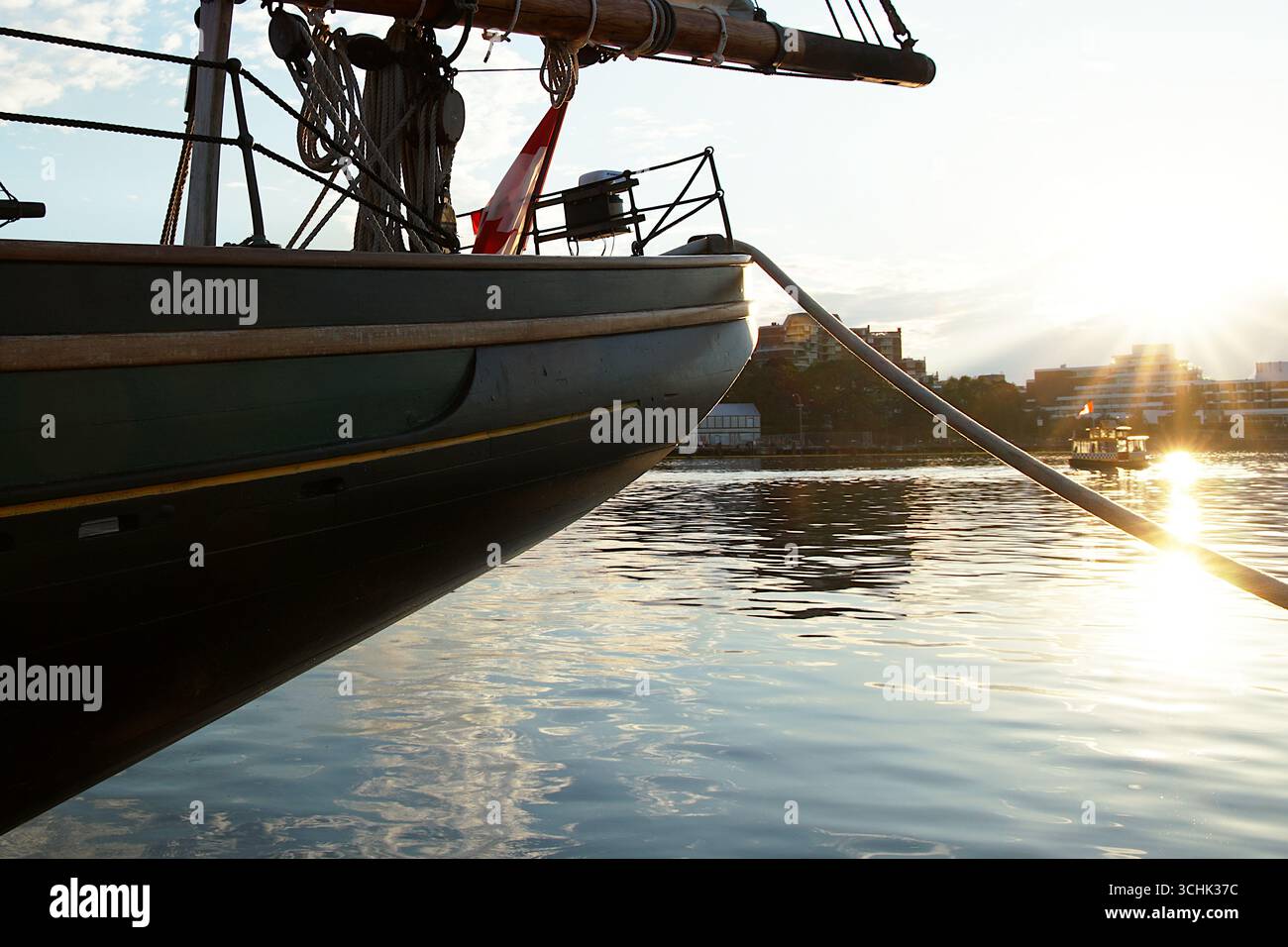 Harbour Ferry in setting sun at the 2025 Victoria Classic Boat Festival ...