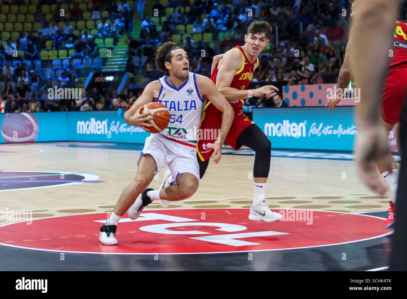 ALESSANDRO PAJOLA of Italy attacks with the ball. Italy and Spain ...