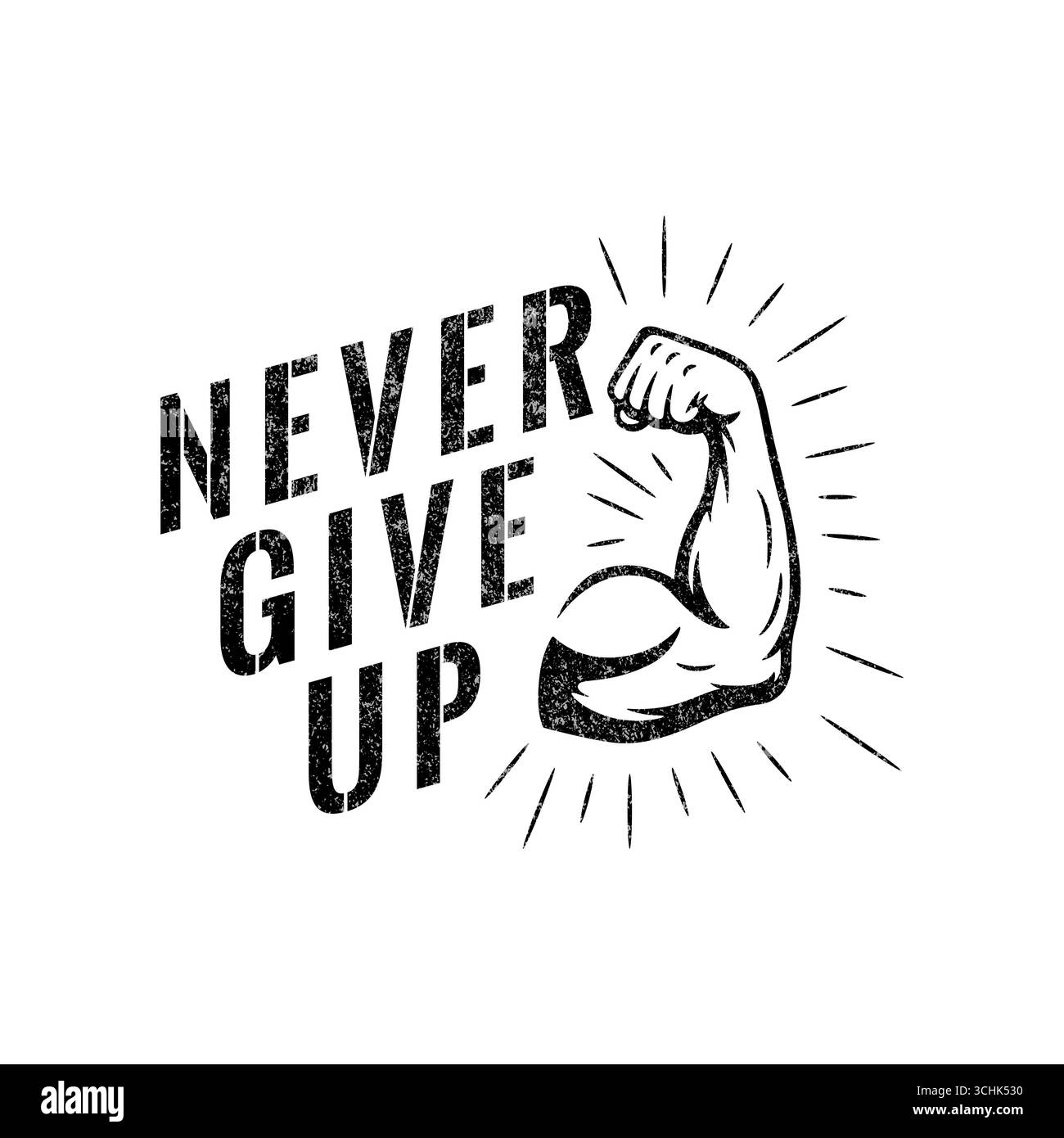 Never Give Up Gym Poster. Flexed Muscle Arm, Muscle Strength, Fitness ...