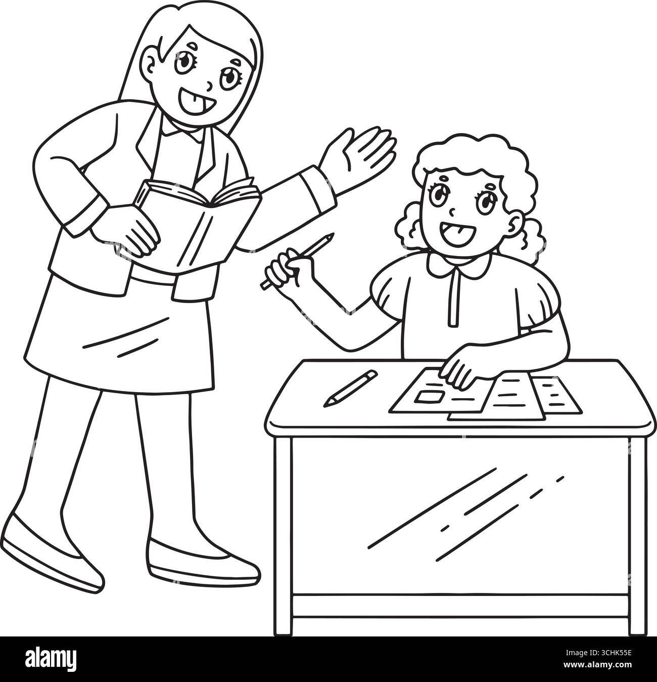 Female teacher helping student Stock Vector Images - Alamy