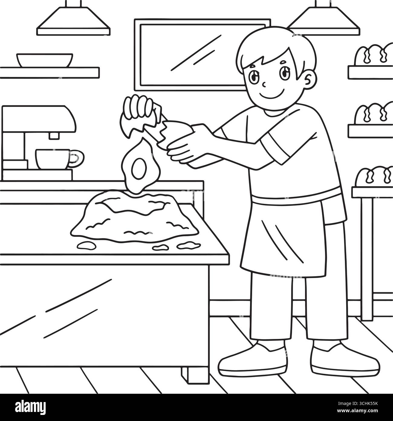 Eggs flour rolling pin Stock Vector Images - Alamy