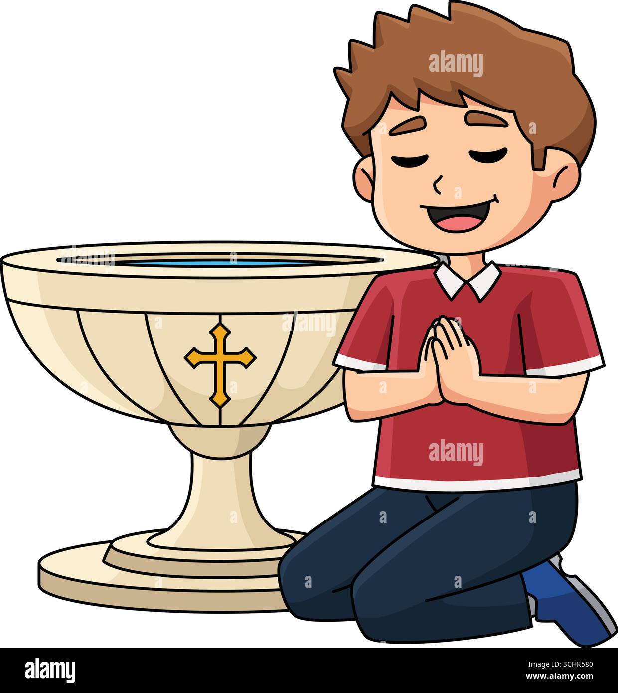 Baptism Boy Praying Cartoon Colored Clipart Stock Vector Image & Art ...