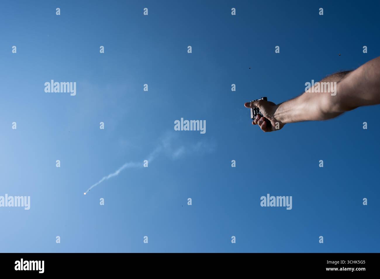 Man fires flare gun hi-res stock photography and images - Alamy