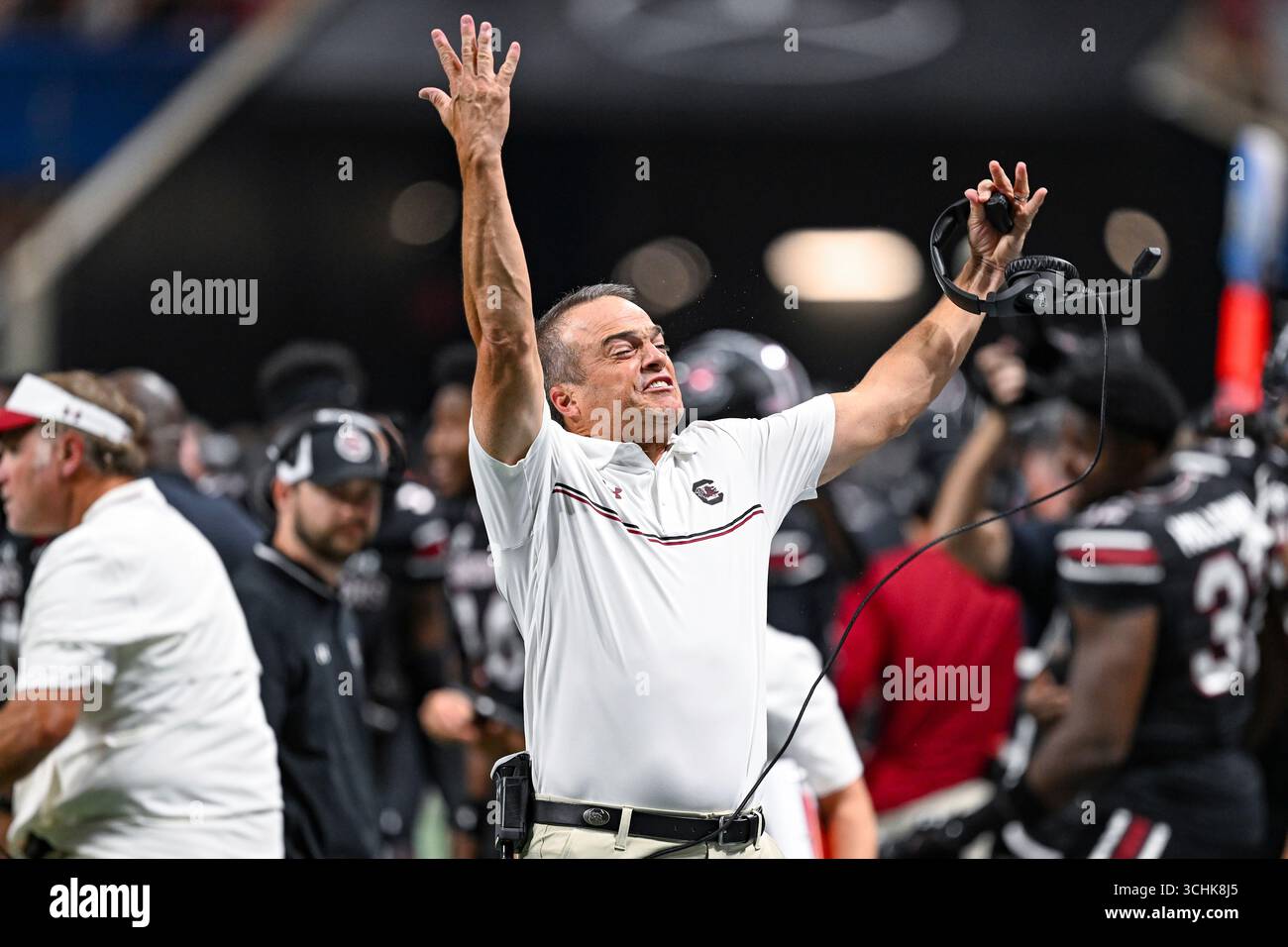 ATLANTA, GA – AUGUST 31: South Carolina head coach Shane Beamer reacts ...