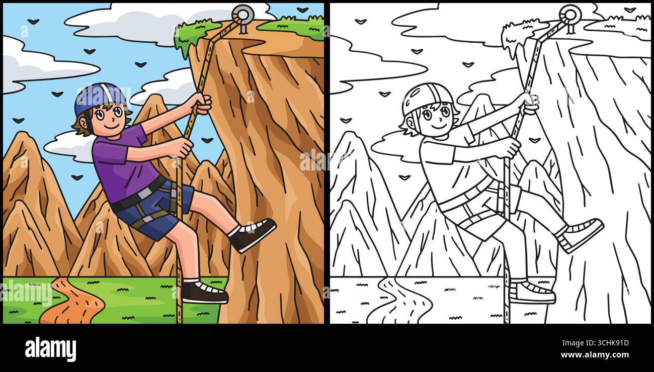 Bouldering Boy Pulling at the Rope Illustration Stock Vector Image ...