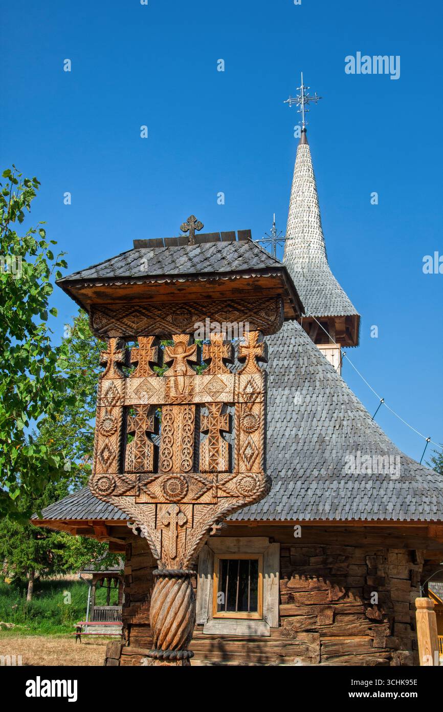 wooden monastery in Moisei, Maramures Romania called "Adormirea Maicii ...